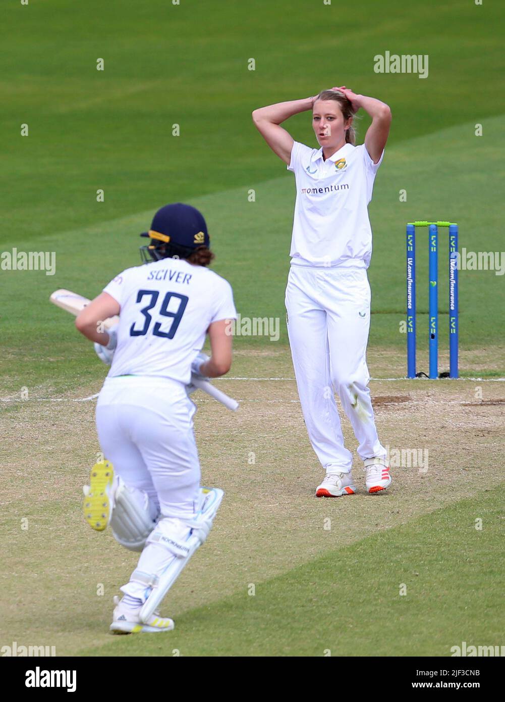 South Africa’s Anneke Bosch shows her frustration during day three of ...