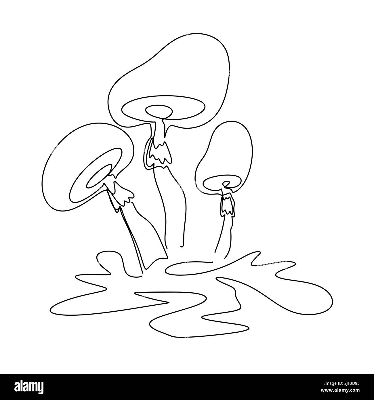 Mushrooms line art isolated vector illustration Stock Vector Image ...