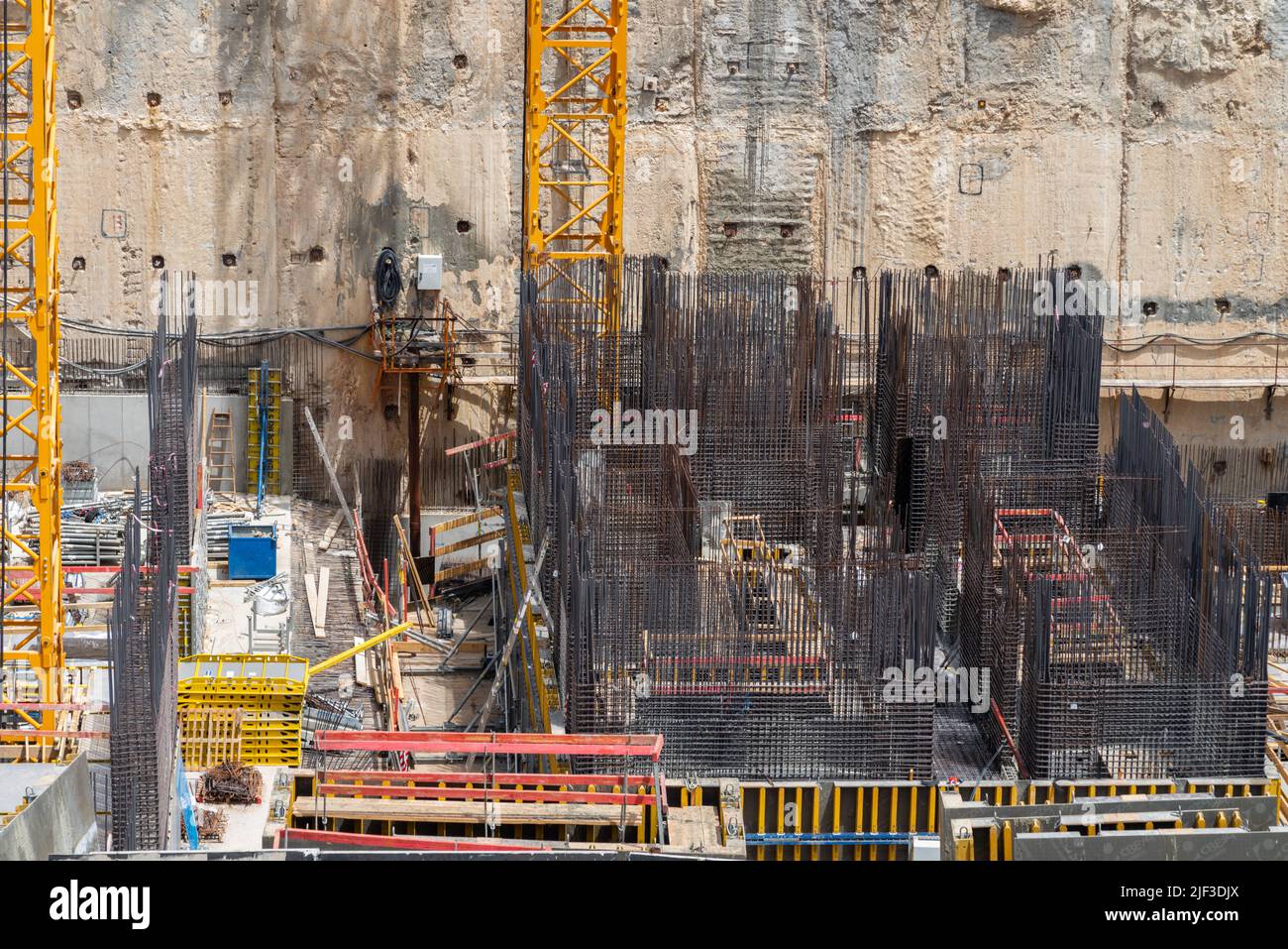 Tel Aviv, Israel - May 2022: Construction site background. Hoisting ...