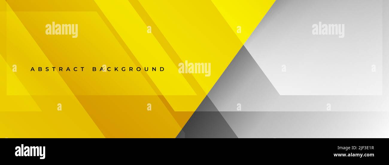Yellow and gray modern futuristic abstract wide banner with geometric ...