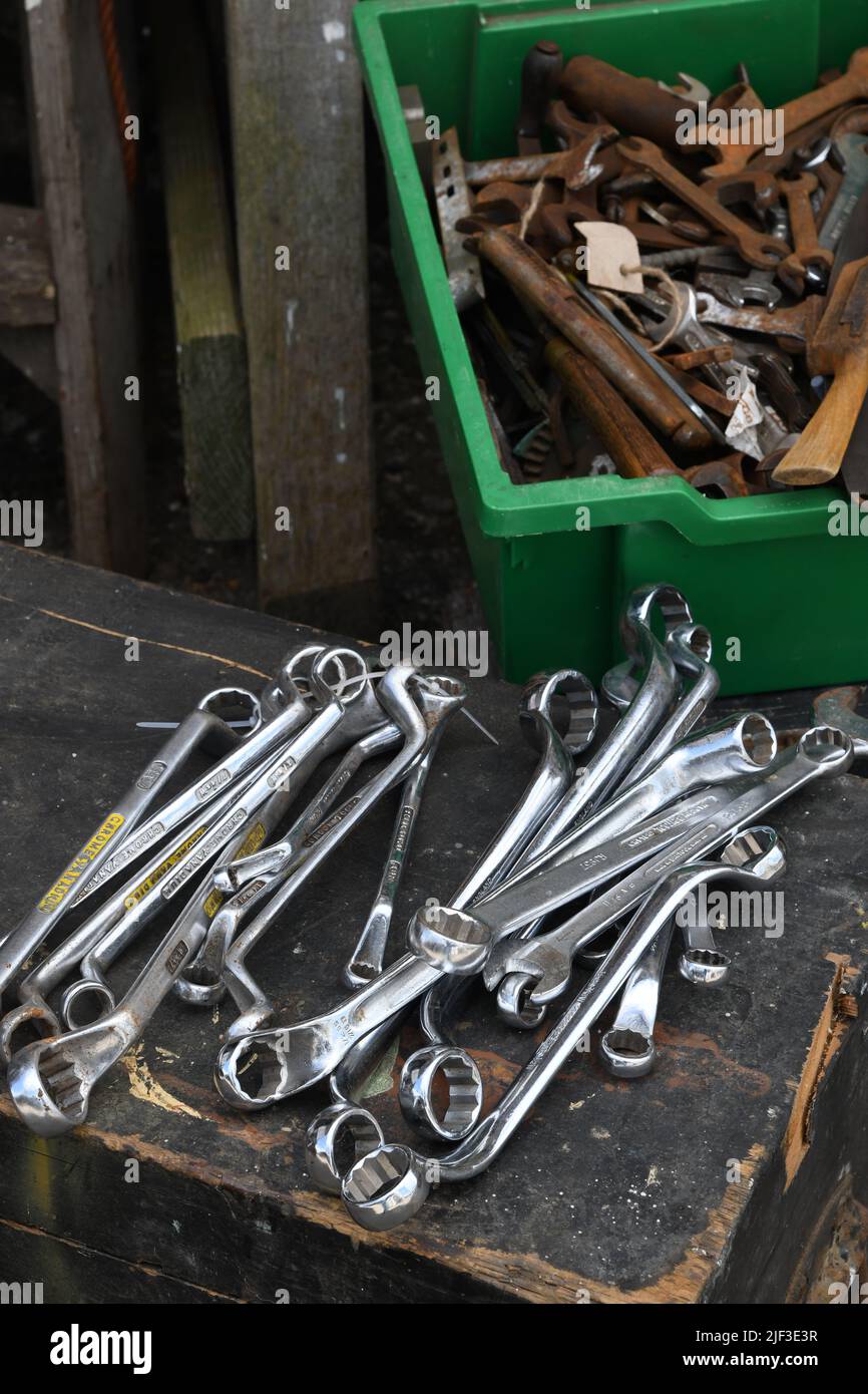Spanners on a rustic box hi-res stock photography and images - Alamy