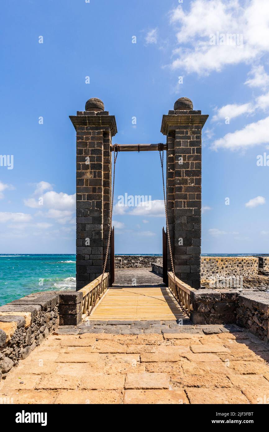 Historic bridge of the balls leading to San Gabriel Castle, Arrecife ...