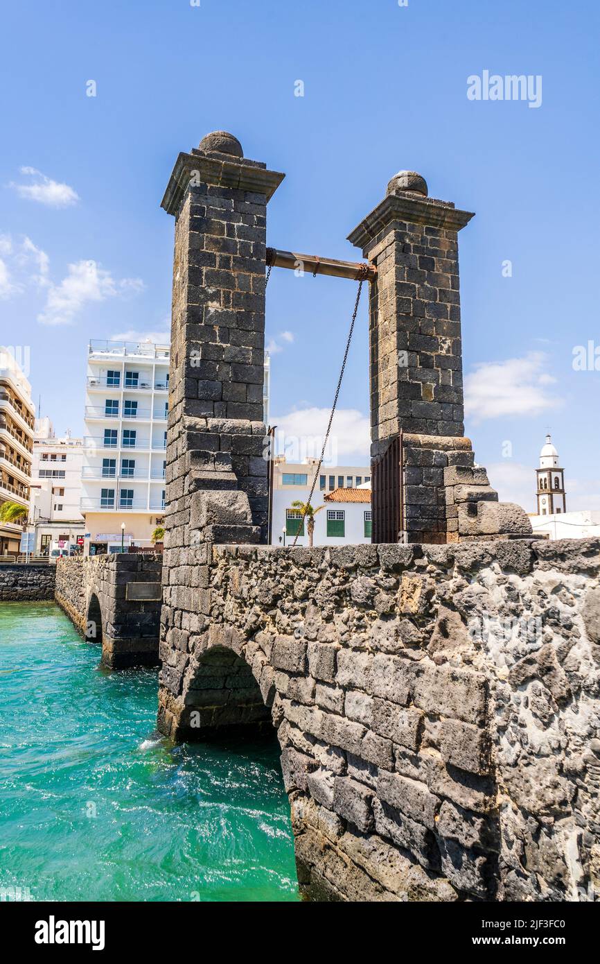 Historic bridge of the balls leading to San Gabriel Castle, Arrecife ...