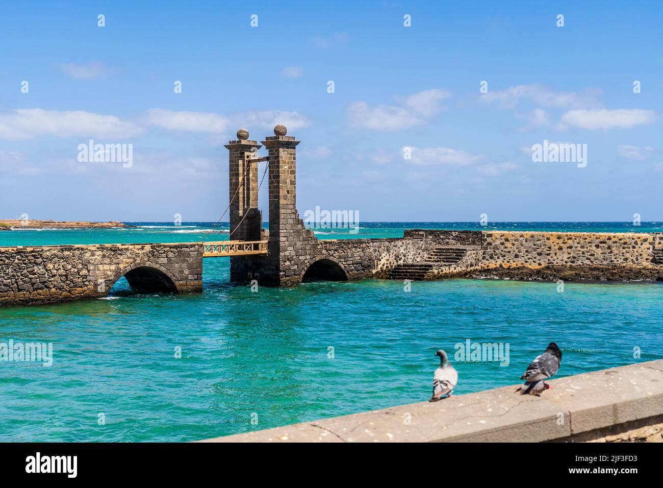 Historic bridge of the balls leading to San Gabriel Castle, Arrecife ...