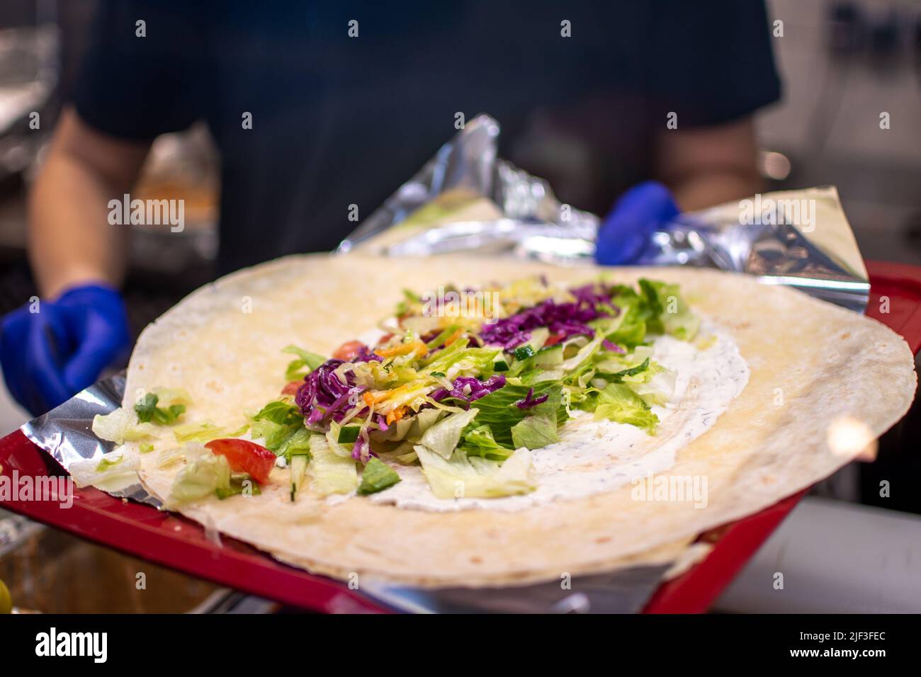 making a kebab in a restaurant Stock Photo - Alamy
