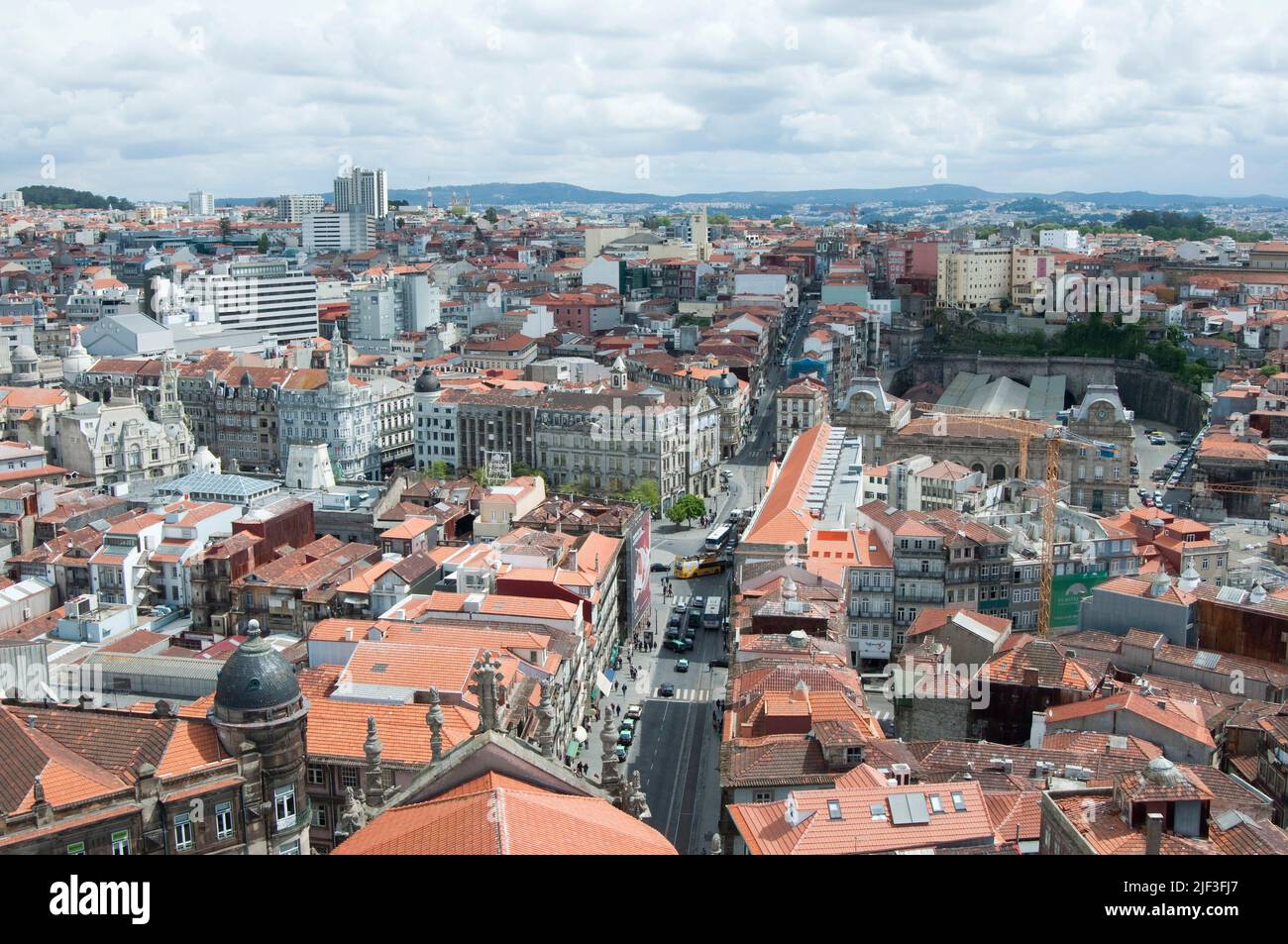 Aerial view of Porto main street. Daily city life. Portugal Stock Photo ...