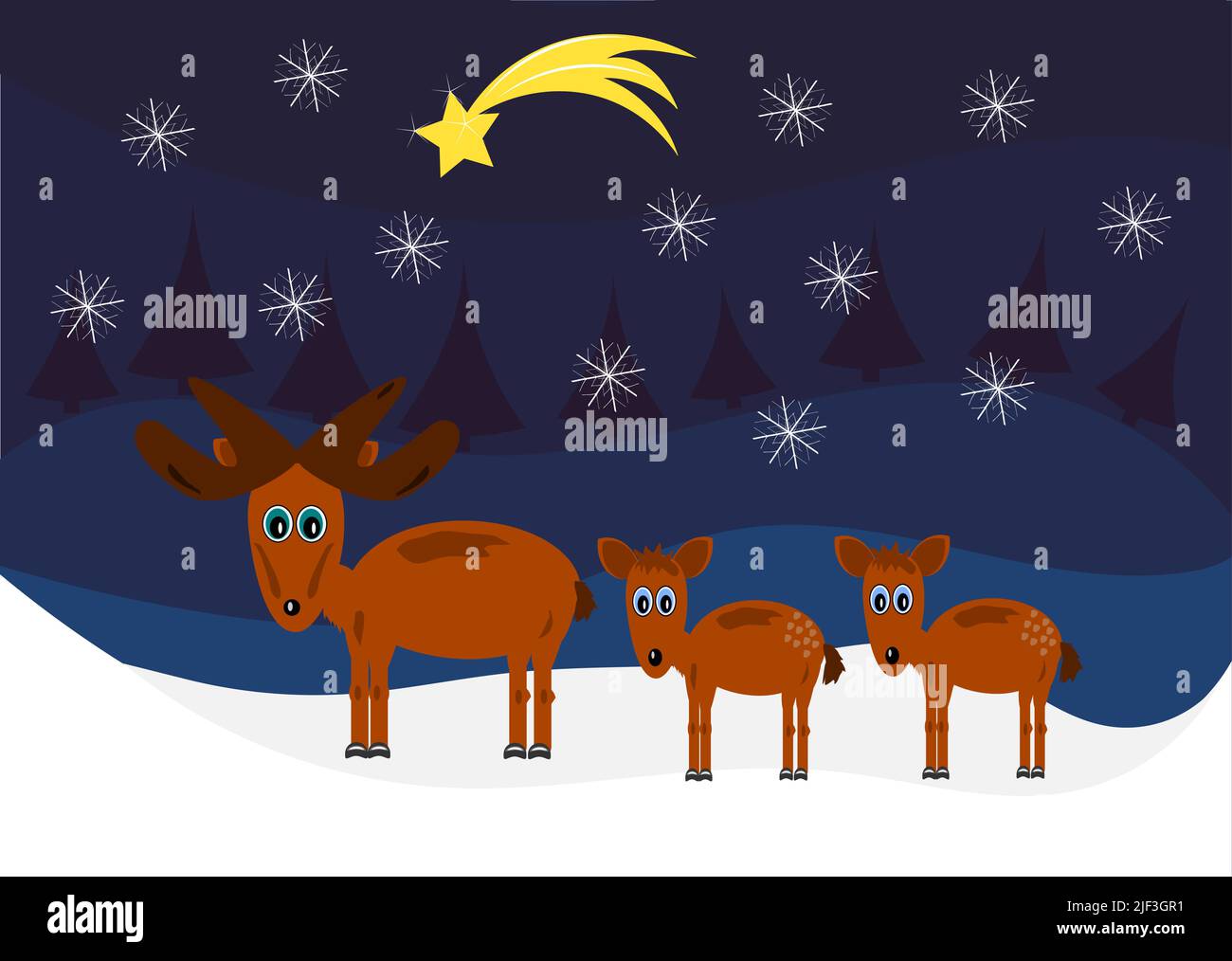 Funny Moose family vector Christmas card Stock Vector Image & Art - Alamy