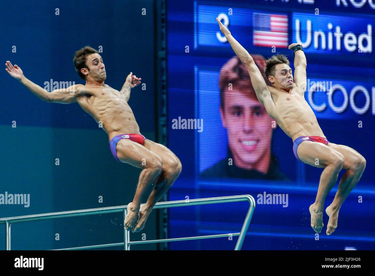 BUDAPEST, HUNGARY - JUNE 28: Maxwell Flory of USA, Zachary Cooper of ...