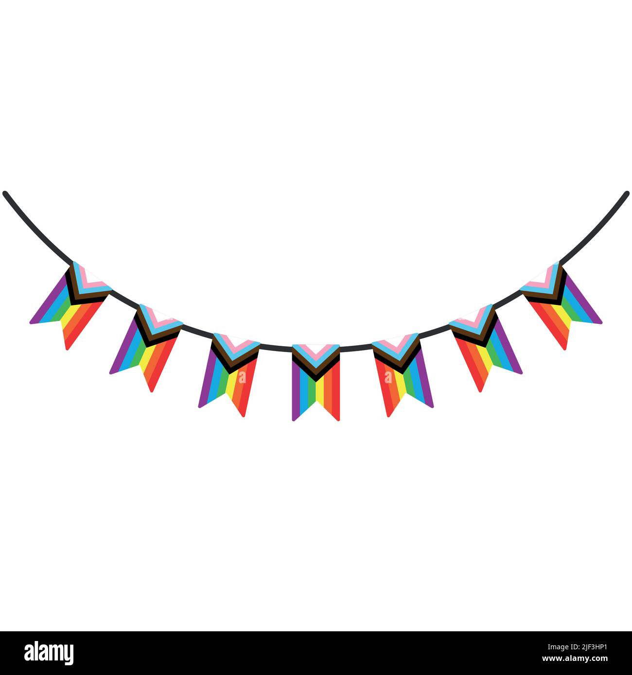 Vector flat lgbt lgbtqia flag rainbow garland isolated on white ...