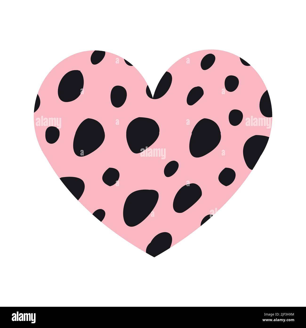 Vector heart with pink spotted cheetah fur prints isolated on white ...