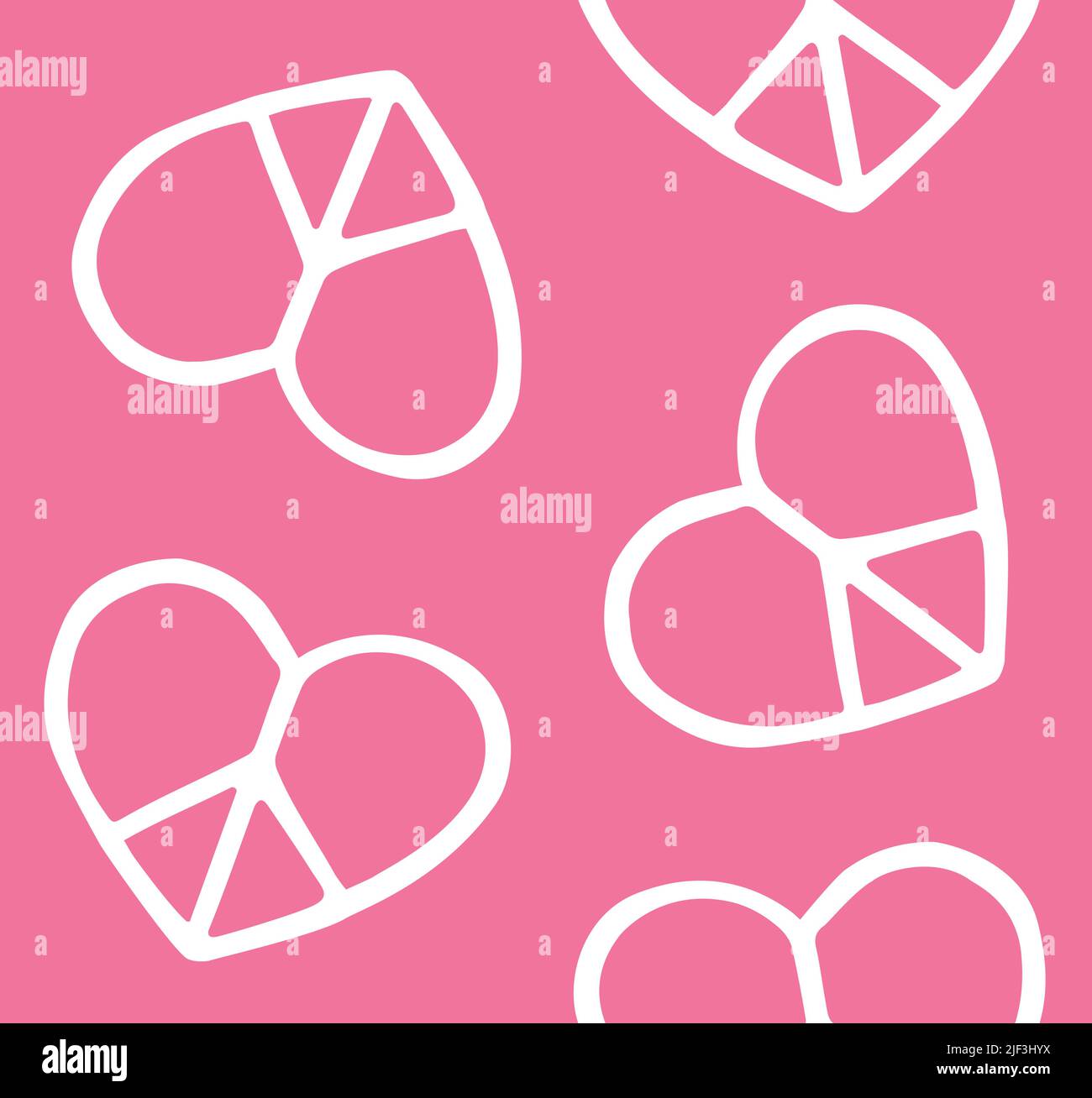 Vector seamless pattern of hand drawn sketch doodle heart peace sign ...