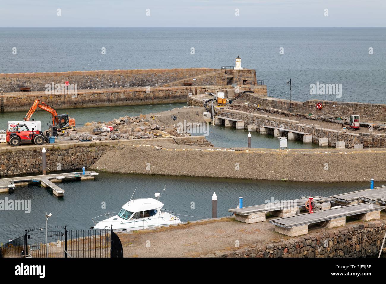 28 June 2022. Banff Harbour, Aberdeenshire, Scotland. This is the scene ...