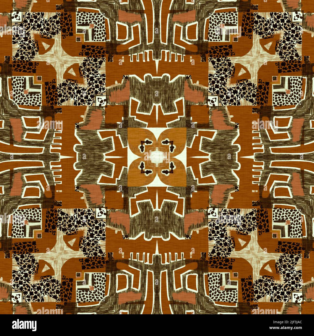 Brown safari animal print patchwork seamless pattern. Natural quilt ...