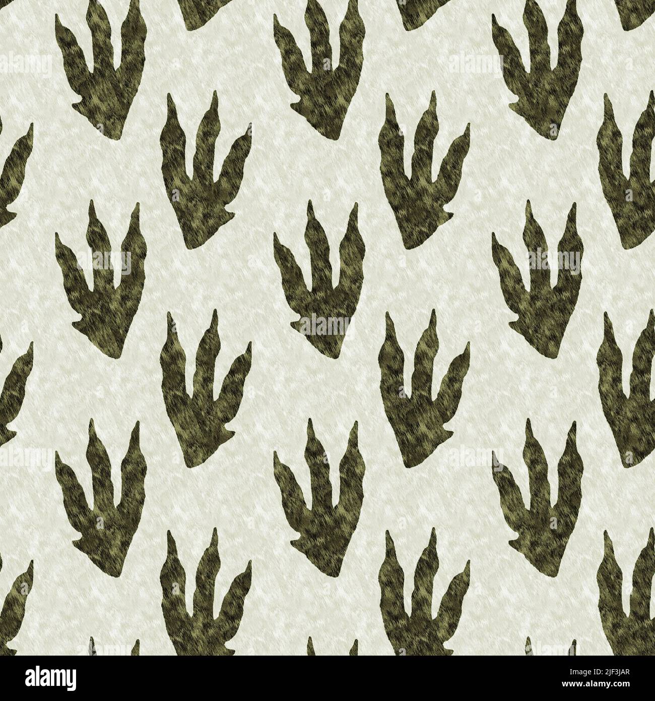 Green hand drawn dinosaur foot print seamless pattern. Gender Neutral ...