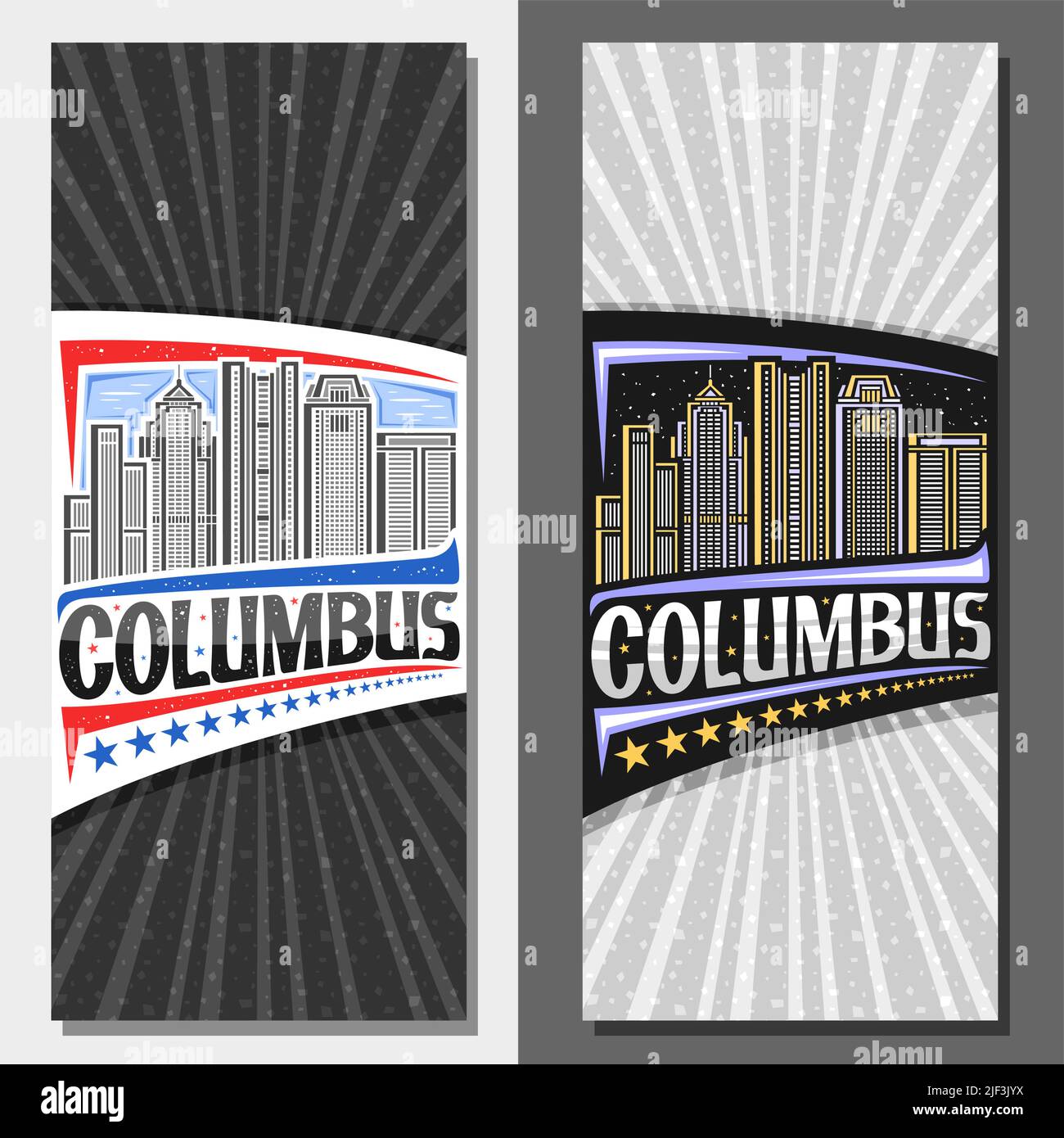 Vector vertical layouts for Columbus, decorative leaflets with line ...