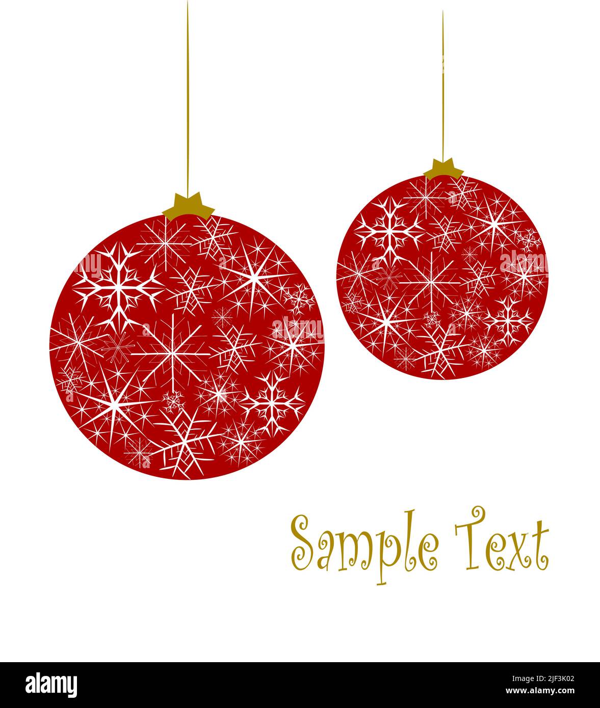 Two hanging Christmas red glass balls with snowflake pattern Stock ...