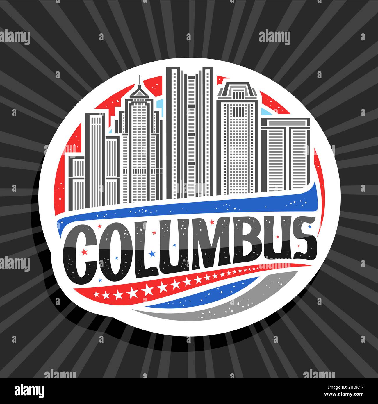 Vector logo for Columbus, white decorative label with simple line ...