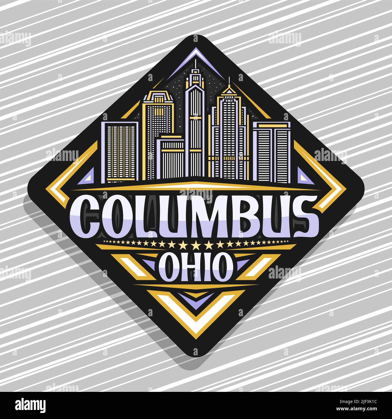 Vector logo for Columbus, black rhombus road sign with simple line ...