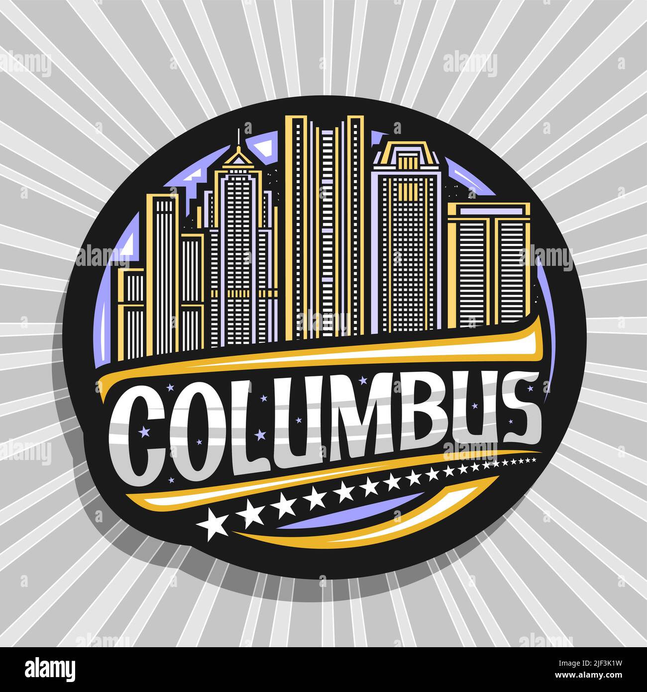 Vector logo for Columbus, black decorative label with line illustration ...