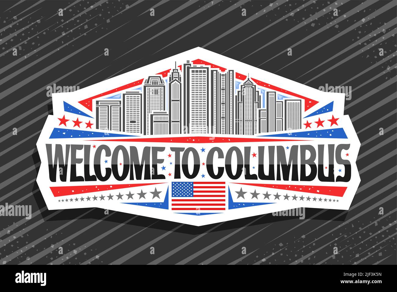 Vector logo for Columbus, white decorative tag with line illustration ...