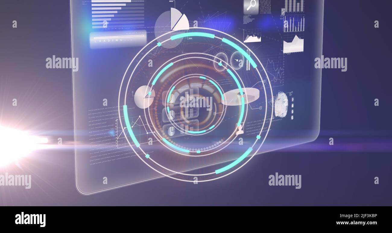 Image of light moving over processing circle on scientific graph and ...