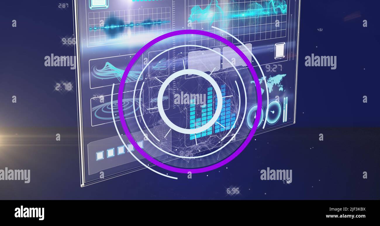 Image of light moving over processing circle on scientific graph and ...