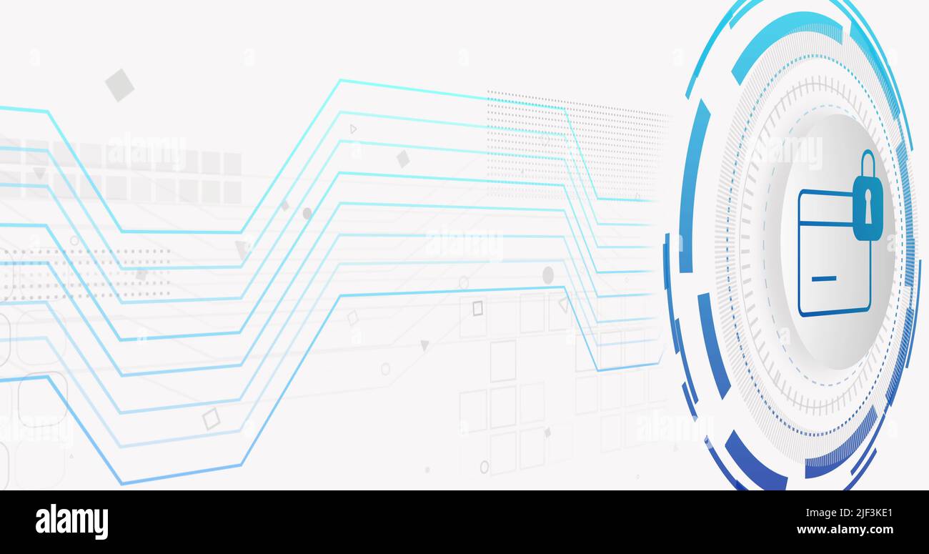 Image of network of connections and credit card with padlock on white ...