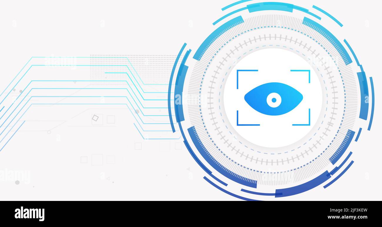 Image of network of connections and eye on white background Stock Photo ...