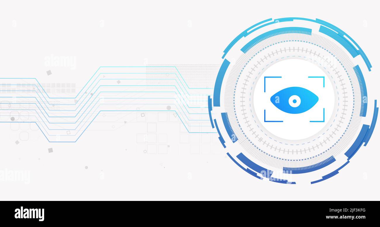 Image of network of connections and eye on white background Stock Photo ...