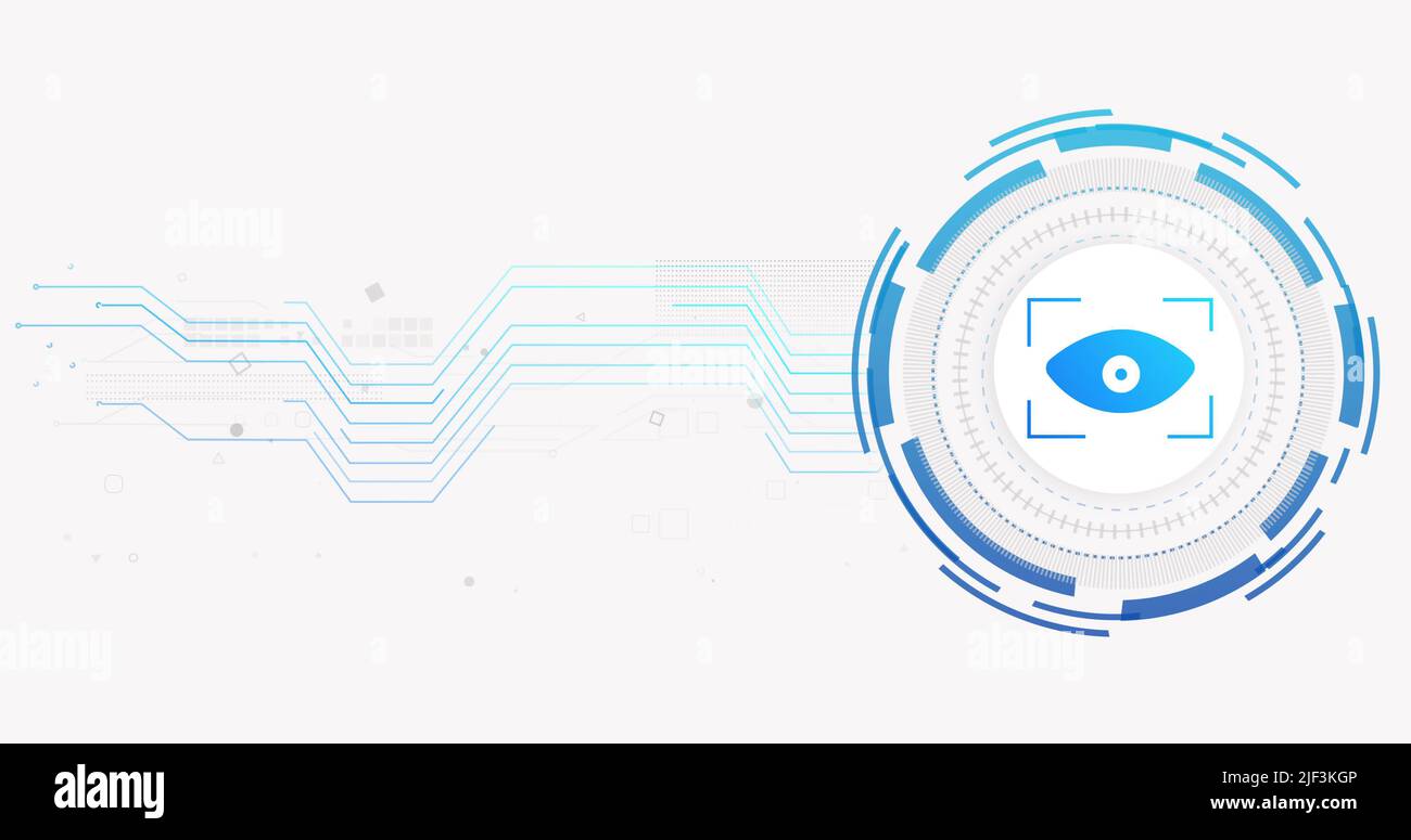 Image of network of connections and eye on white background Stock Photo ...