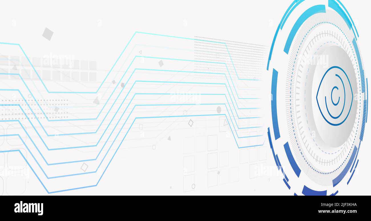 Image of network of connections and eye on white background Stock Photo ...