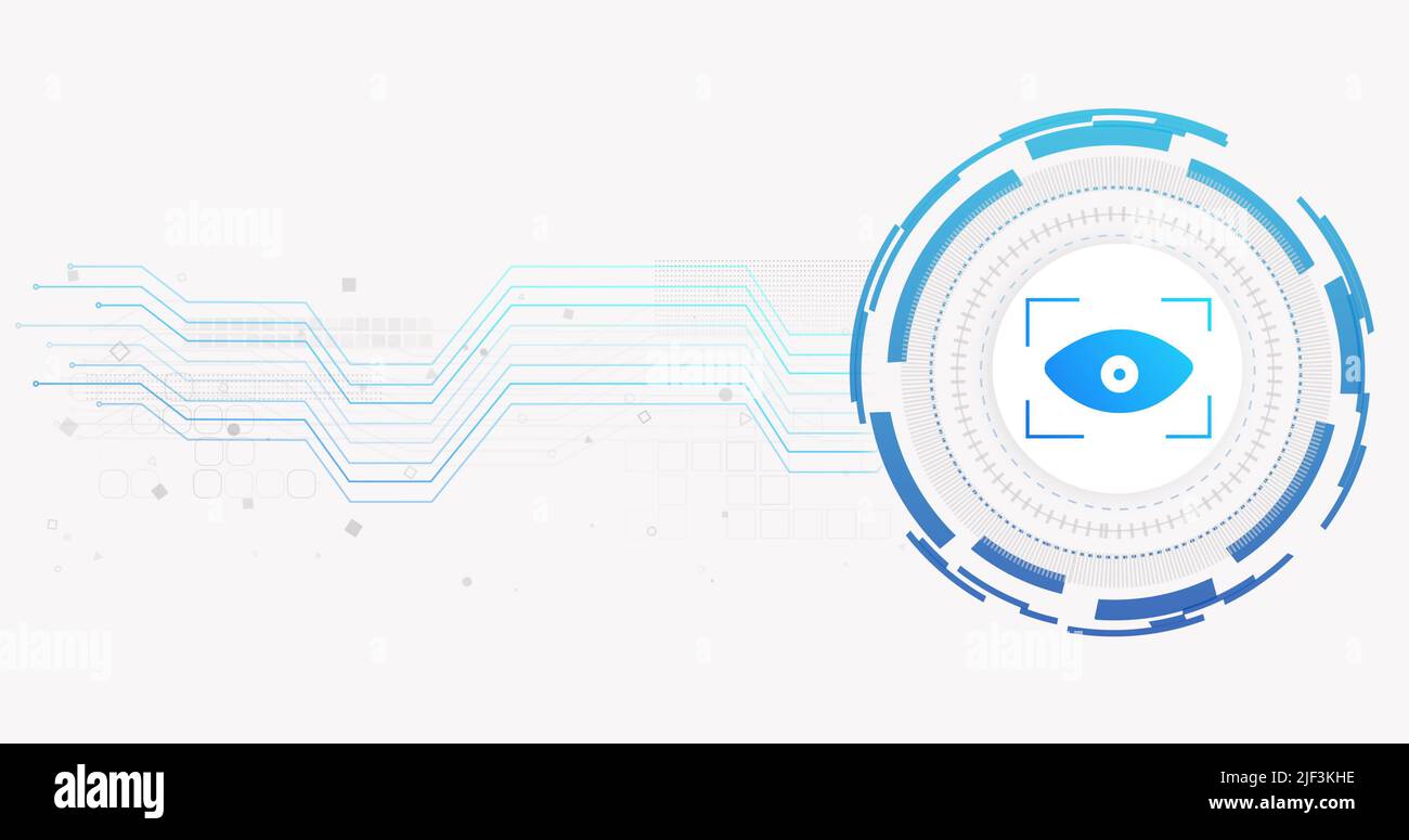 Image of network of connections and eye on white background Stock Photo ...