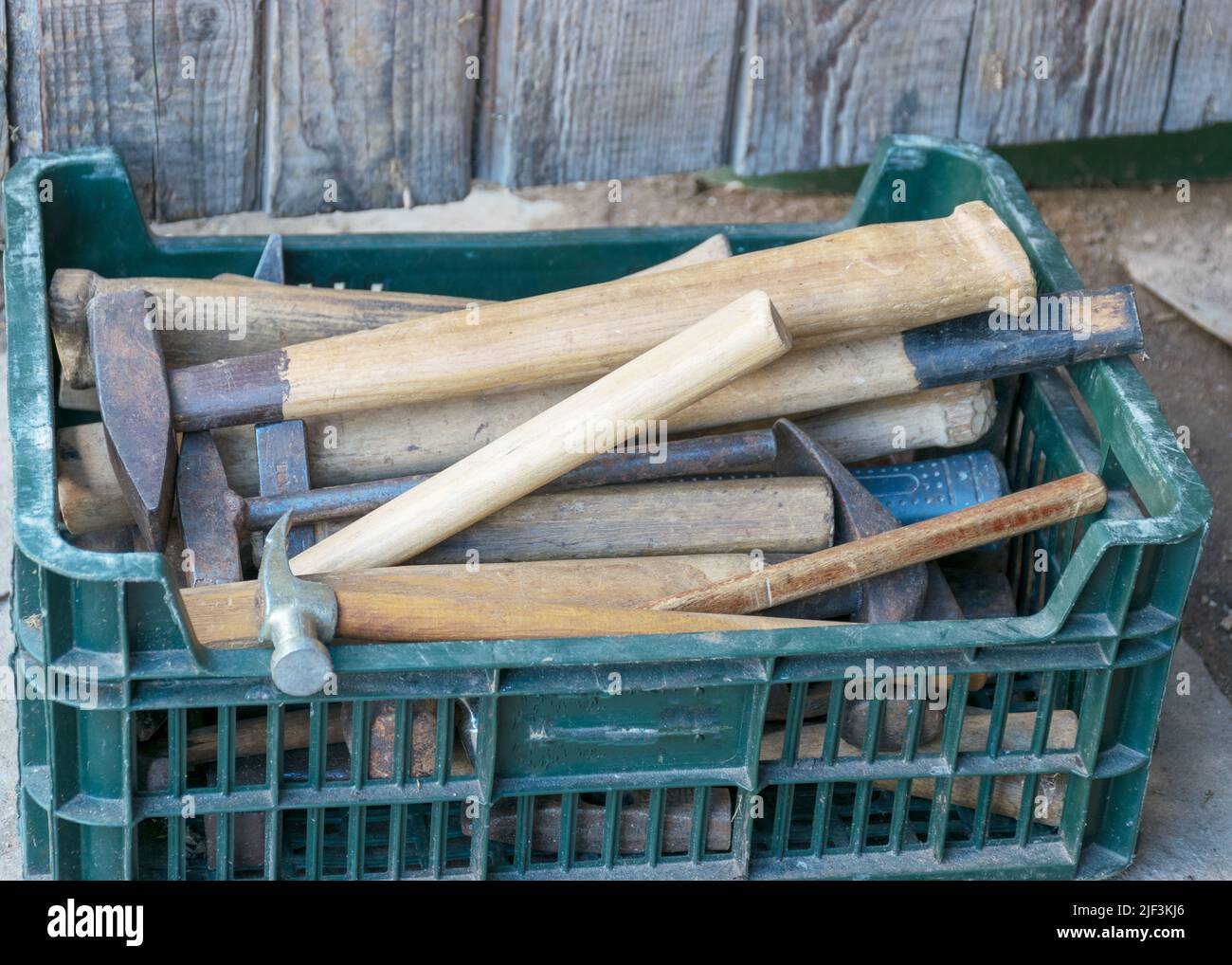 photo with scrap metal from various spare parts, rusty old antique iron ...