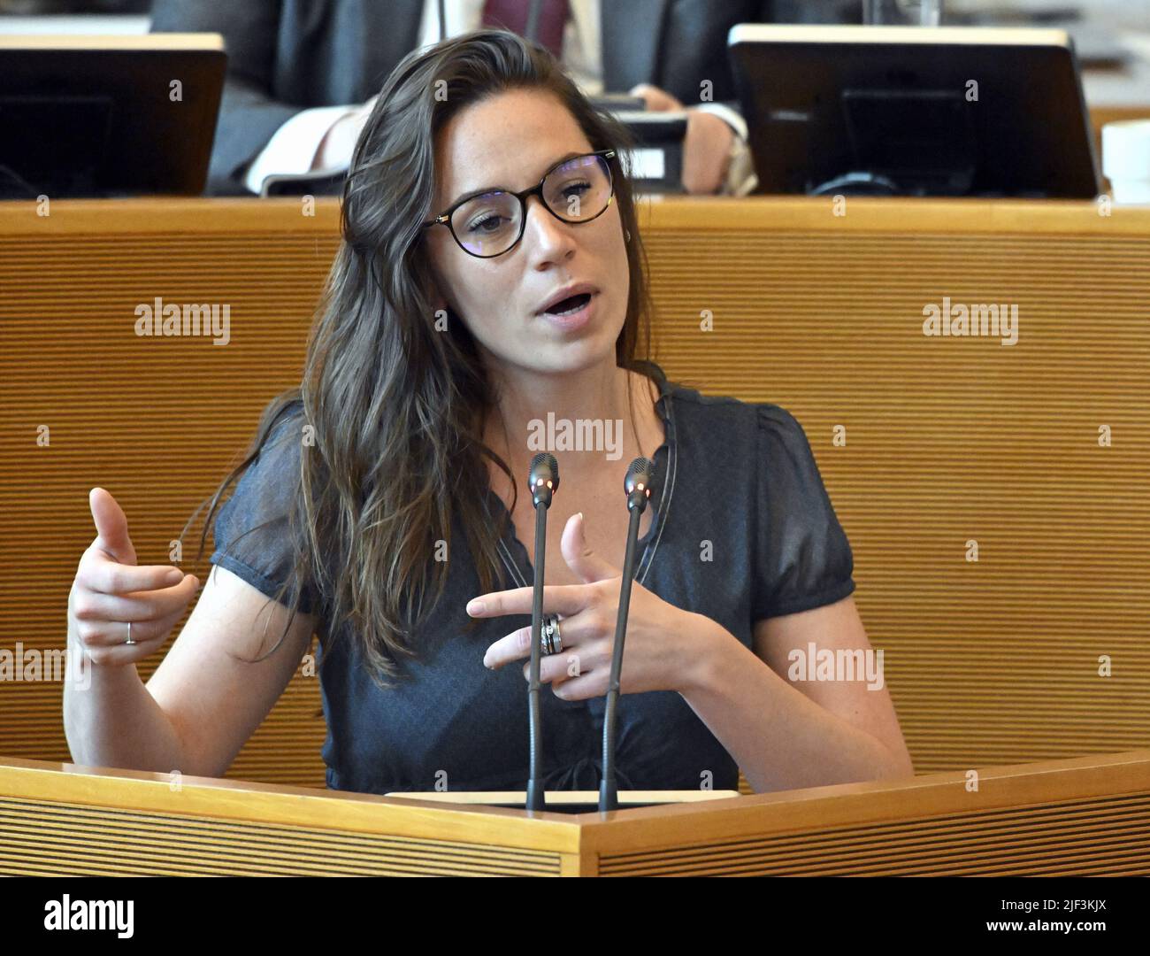 MR's Rachel Sobry pictured during a plenary session of Walloon ...