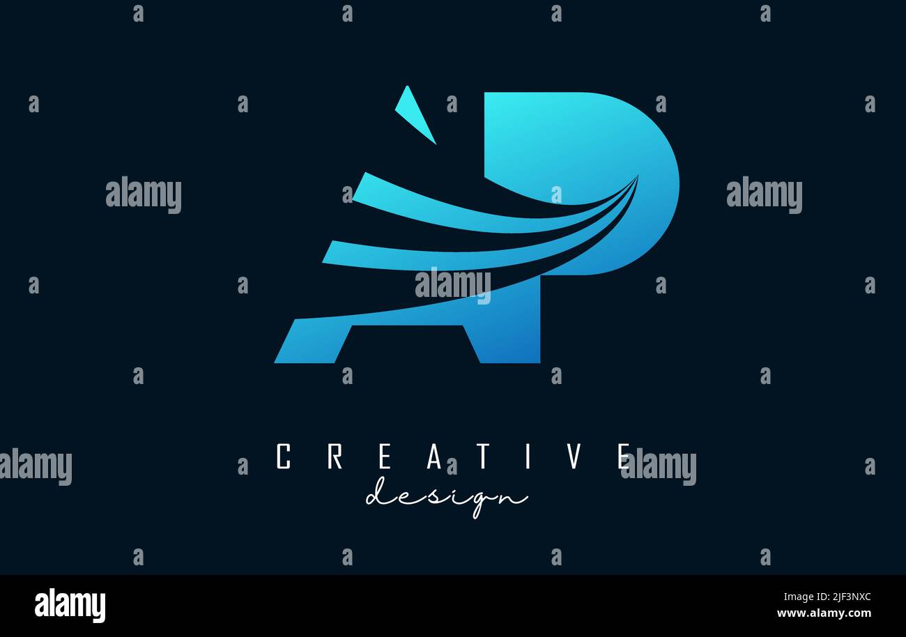 Creative blue letter Ap A p logo with leading lines and road concept ...