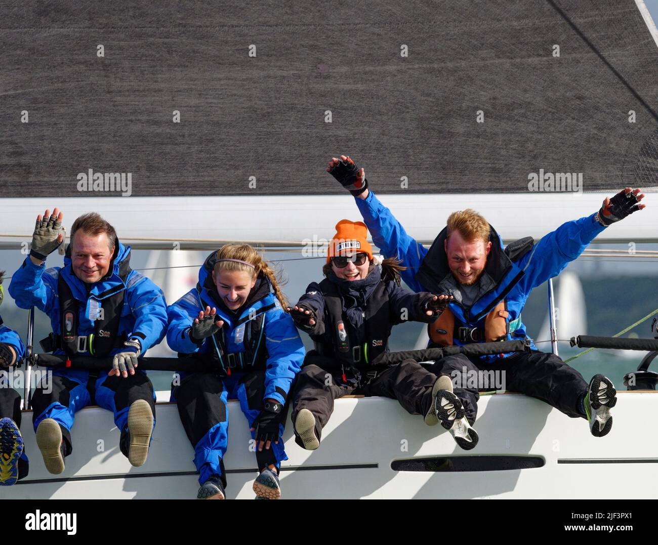 The crew of the Beneteau First 40 Sailing Yacht Dusty P seem happy in ...