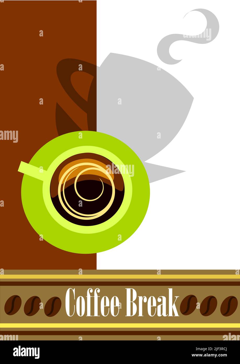Coffee break background with green cup, shadow and copy space. Vector ...