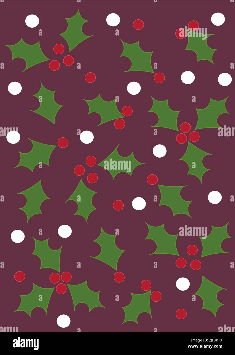 Christmas background with holly berry leaves and fruits Stock Vector ...