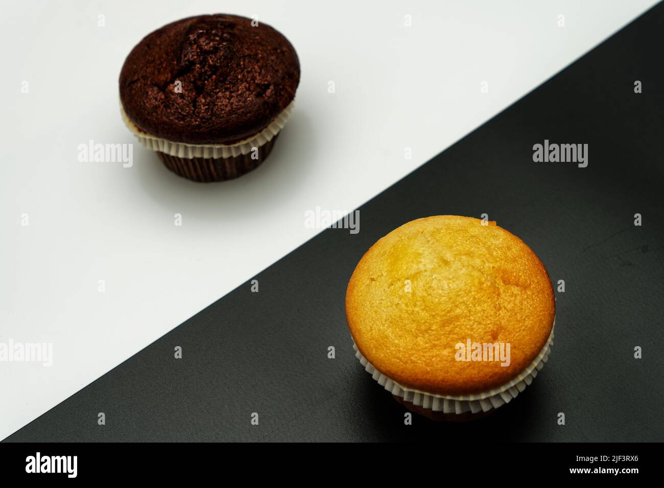 white and black muffing on isolated black and white background Stock ...