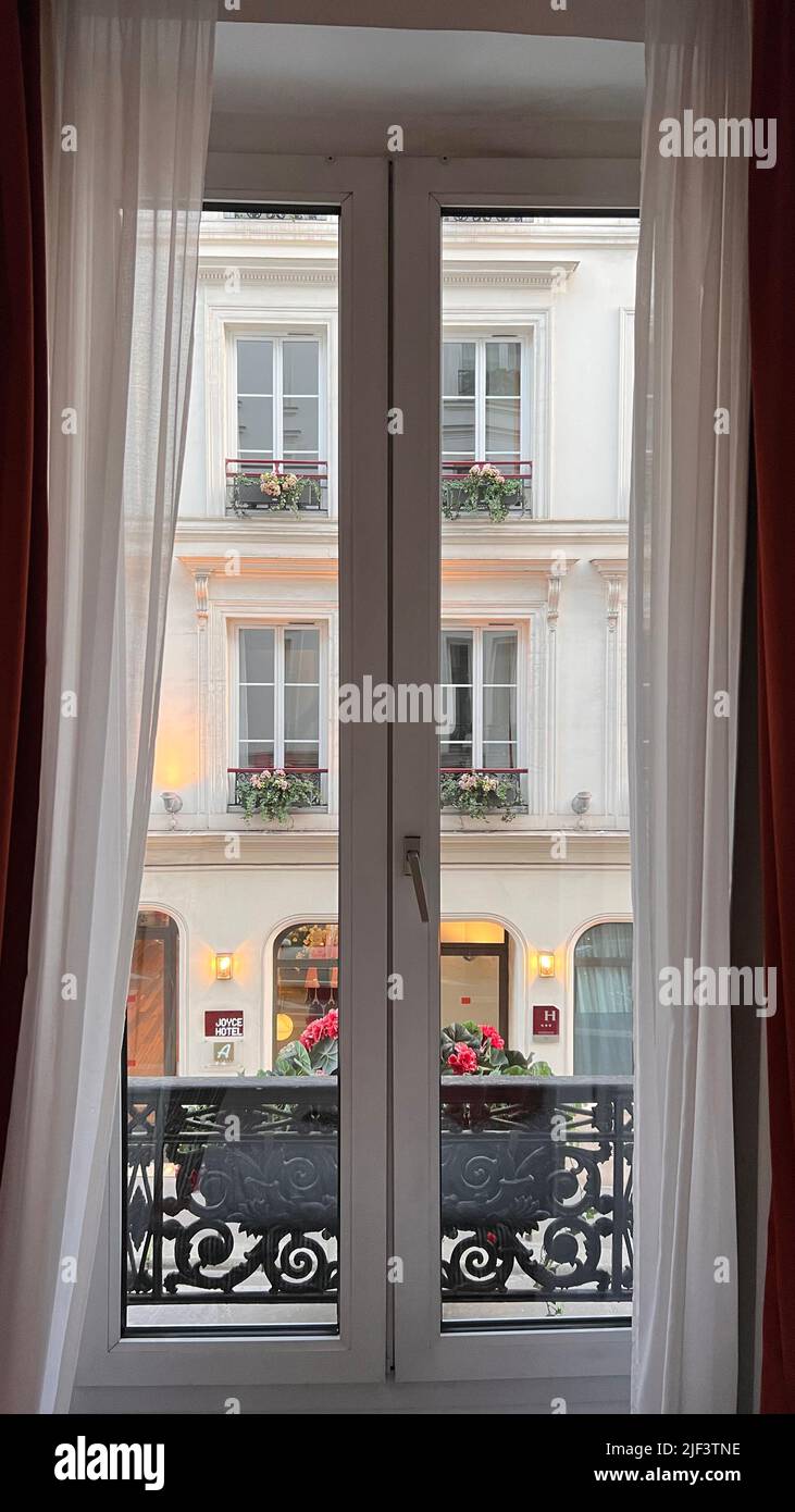 Romantic window sight in Paris France Stock Photo - Alamy
