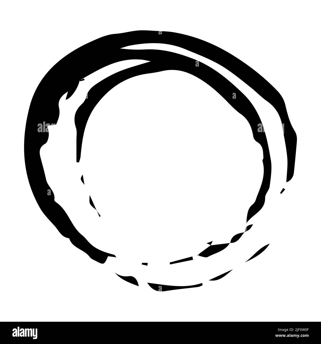 Grunge circle hand painted with ink paint, isolated on white background ...