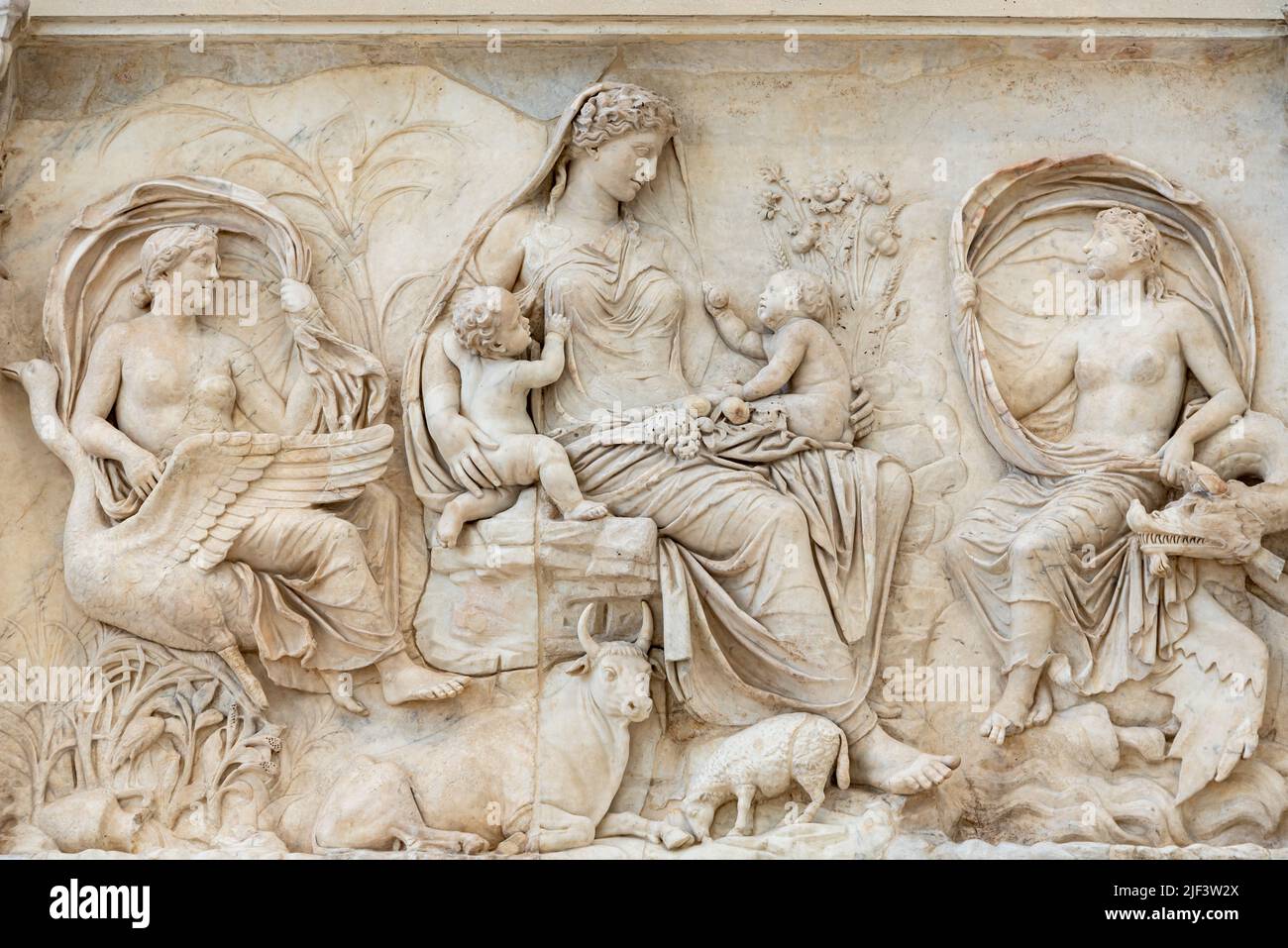 Ancient roman illustrations representing a family domestic scene carved ...