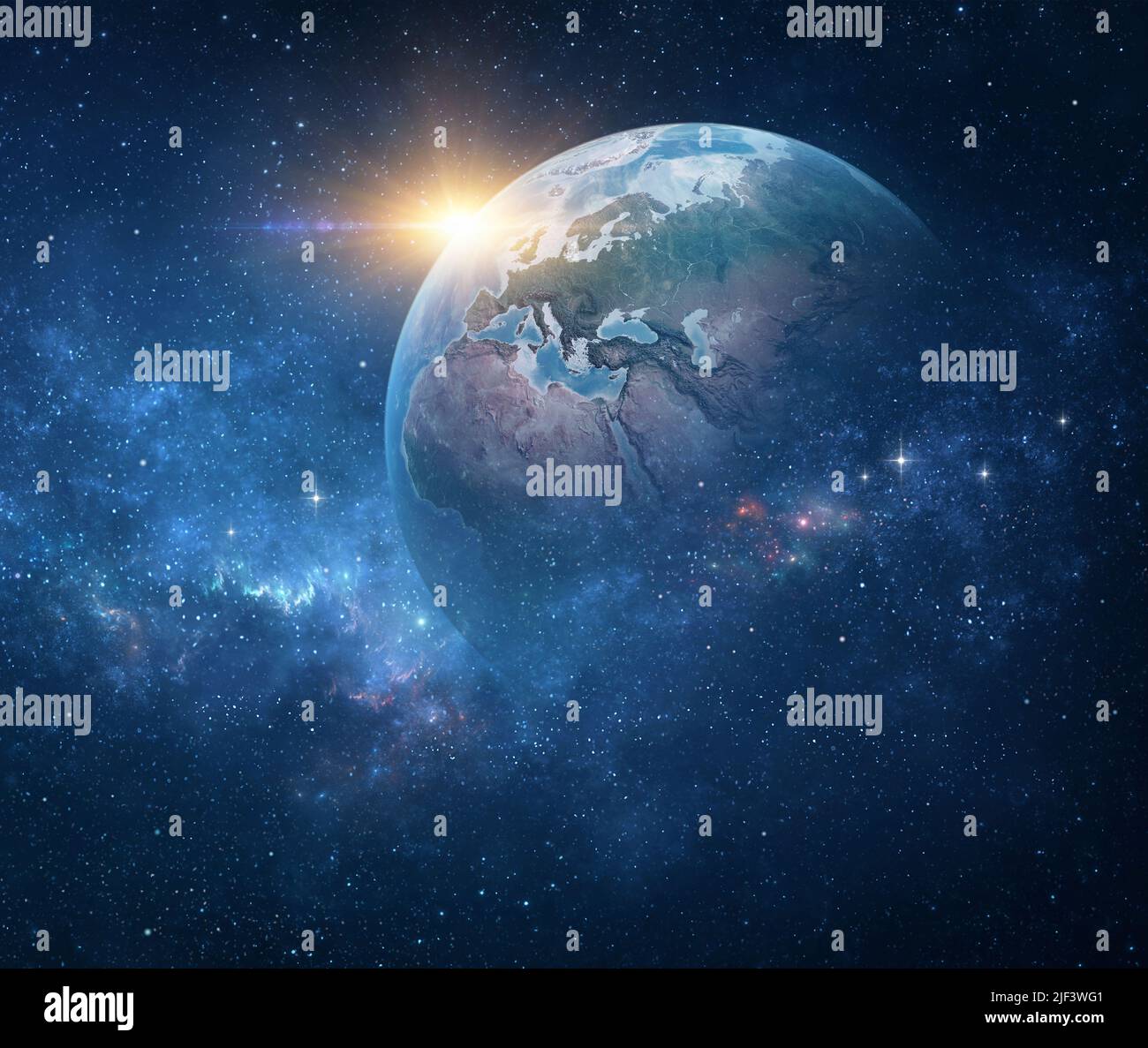Planet Earth, viewed from space focusing on Western Europe. Earth globe ...