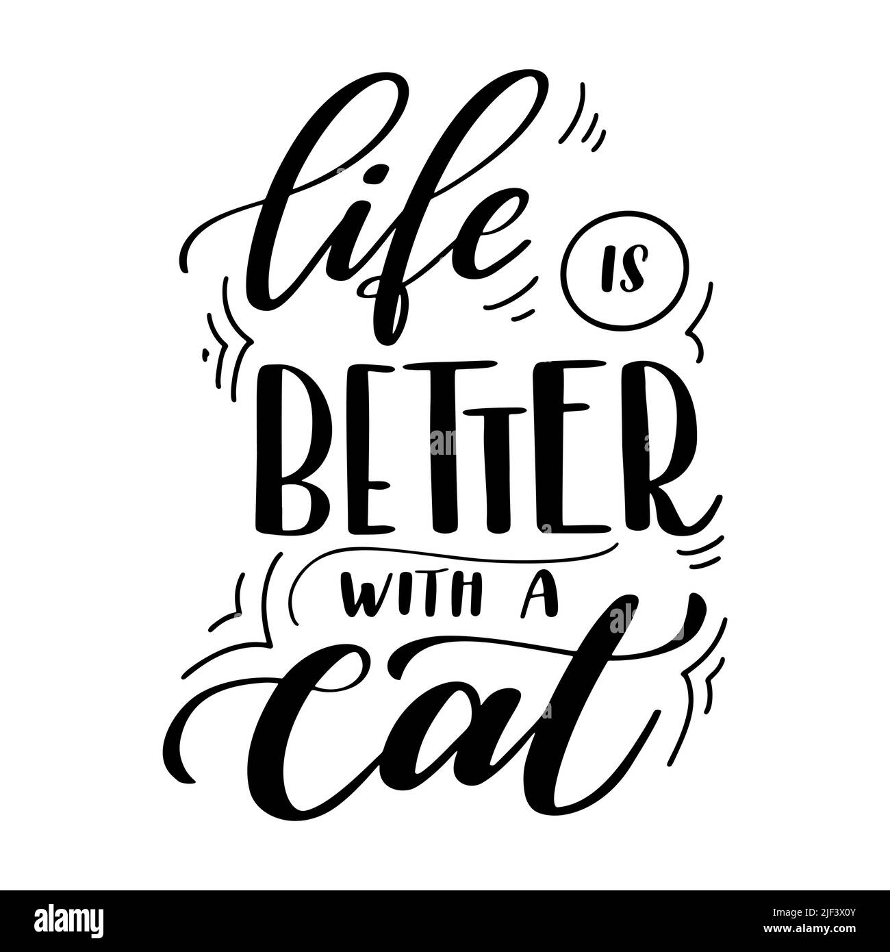 Cat quote in hand drawn style. Inspirational lettering poster. Creative ...