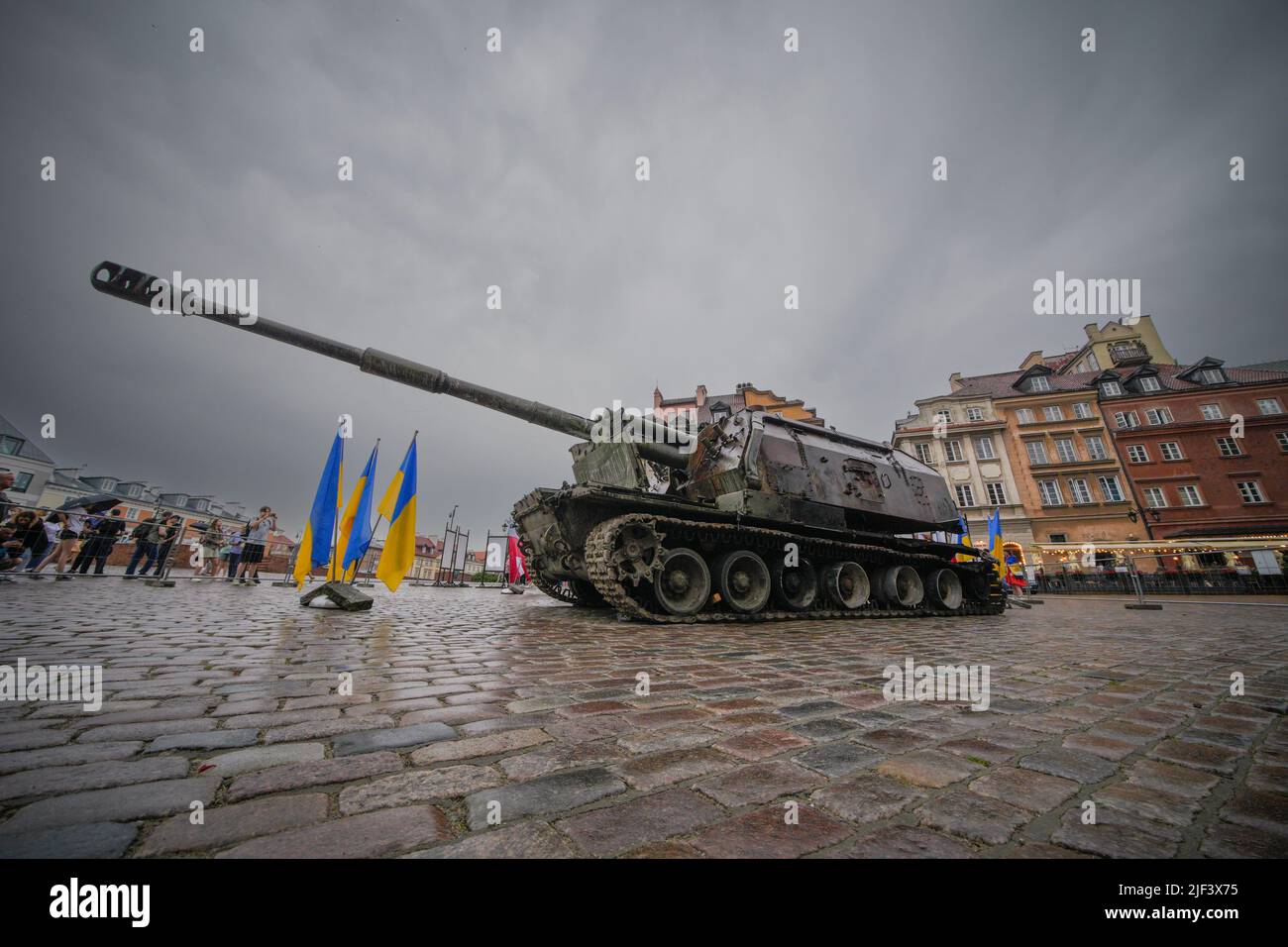 A Russian 2S19 self-propelled Howitzer is seen on display near the ...