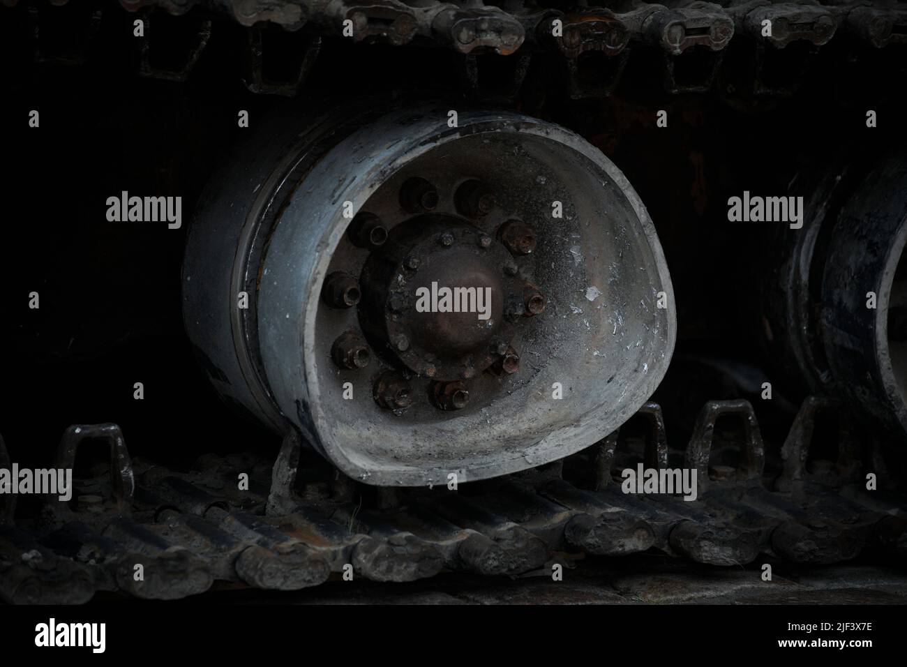 Detail of damage of a Russian tank is seen near the Royal Castle in ...