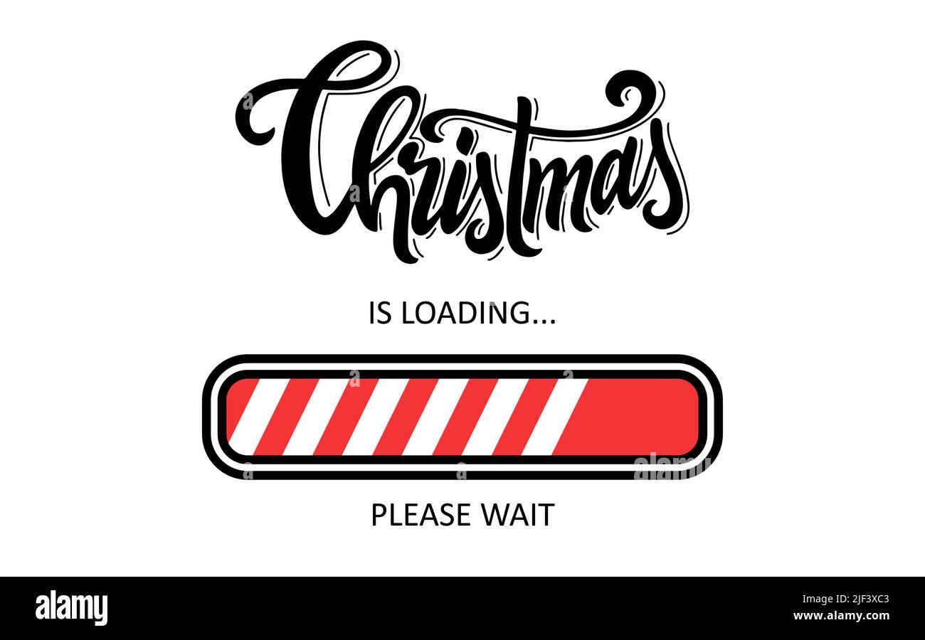Christmas loading bar. Hand drawn lettering progress border. Vector ...