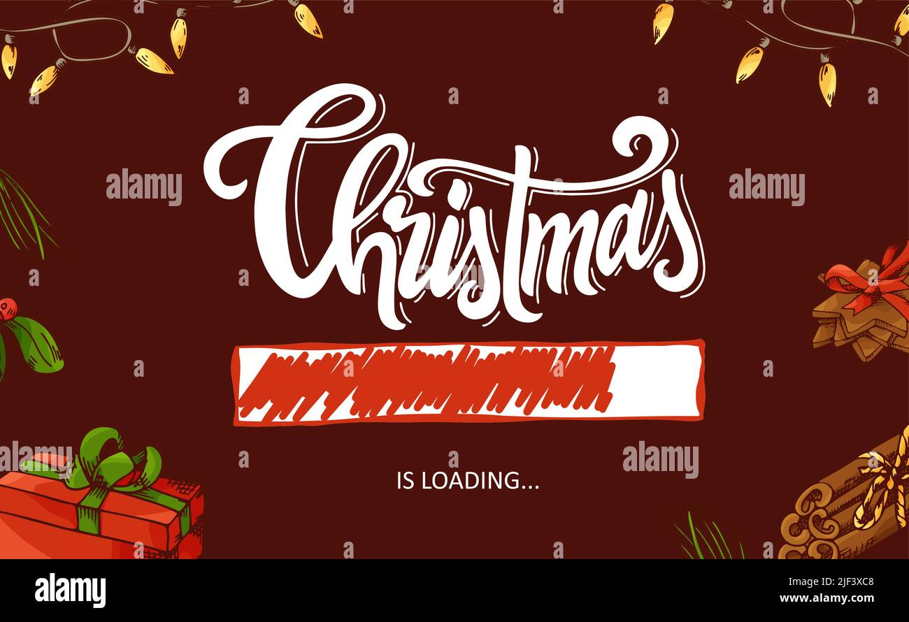Christmas loading bar with sketh elements. Hand drawn lettering ...