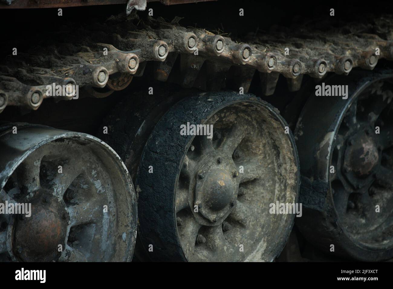 Detail of damage of a Russian tank is seen near the Royal Castle in ...