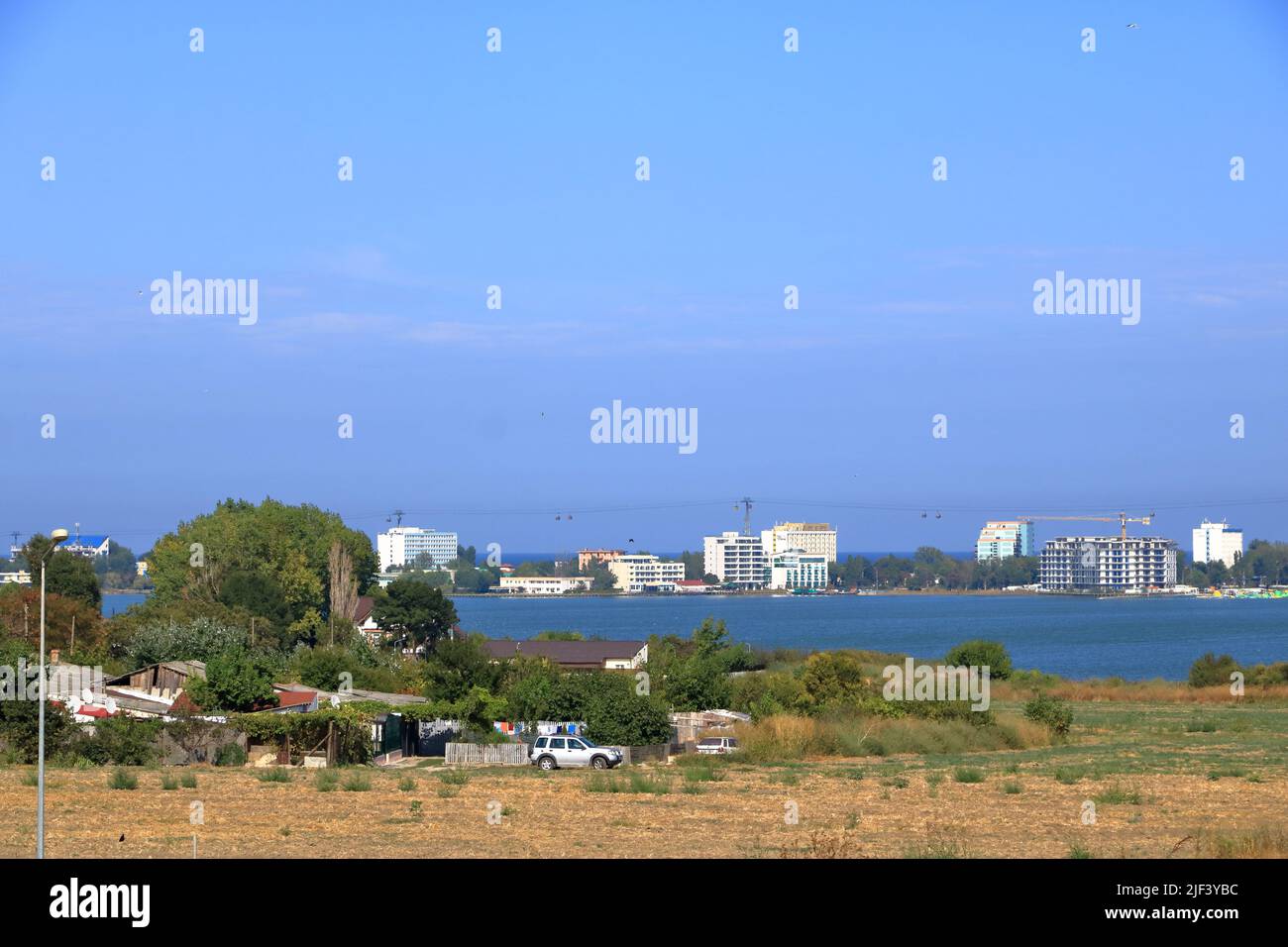 Constanta in Romania: Landscape with the boulevard in Mamaia resort and ...